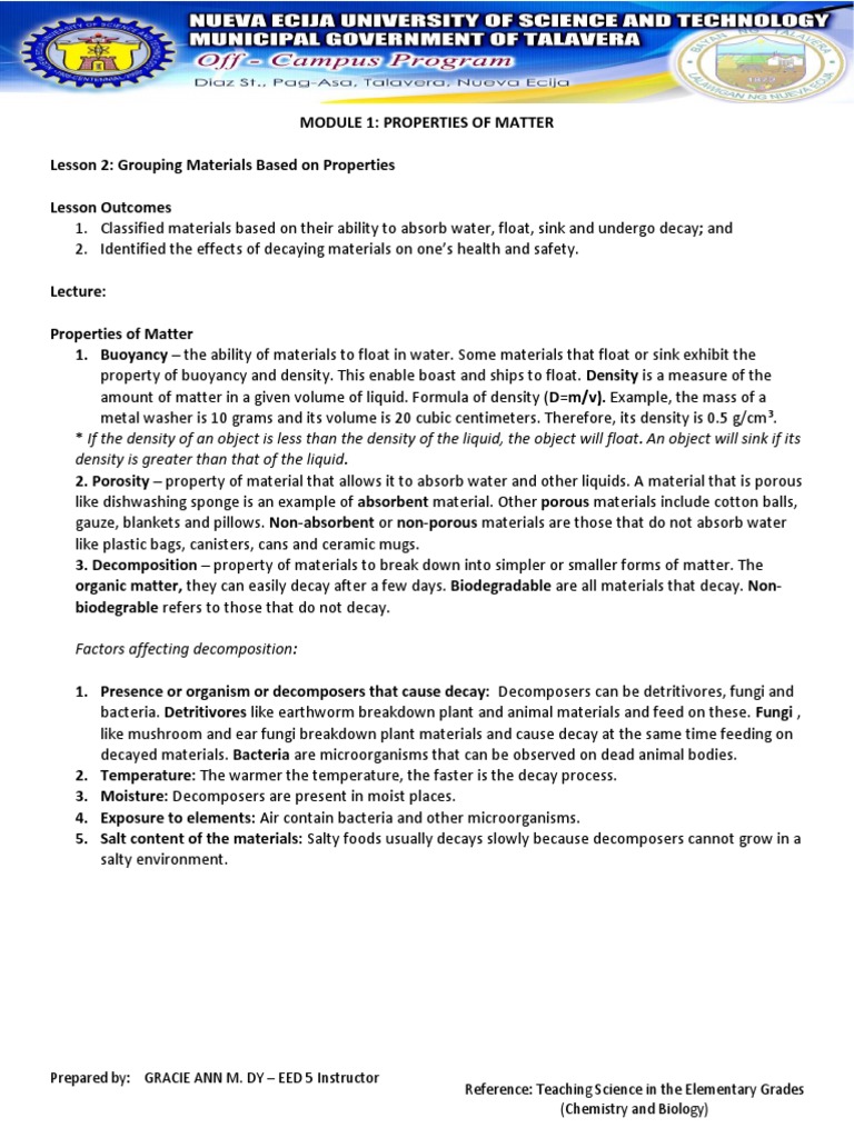 Module 1 Lesson 2 | PDF | Decomposition | Density