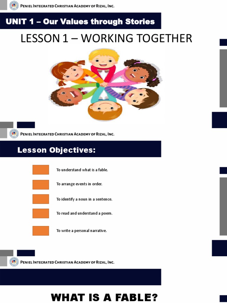 English 4. U1. Lesson 1 - Working Together | PDF | Fable | Storytelling