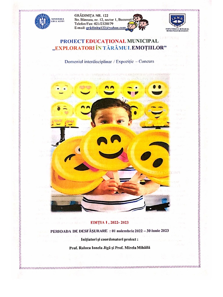 Proiect Municipal Interdisciplinar de Dezvoltare Socio-Emoțională "Exploratori În Tărâmul ...