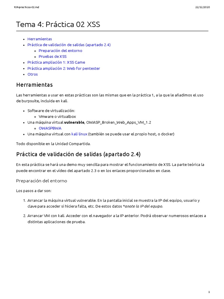 Práctica de Validación de Salida (XSS) | PDF | Servidor proxy | Máquina virtual