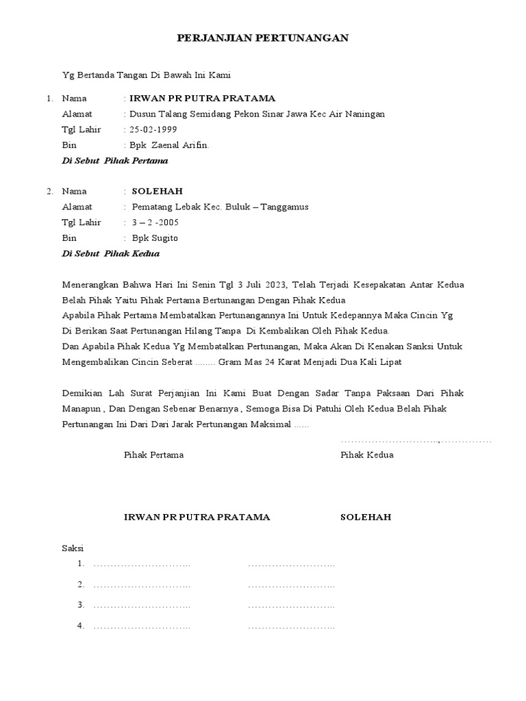 Perjanjian Pertunangan | PDF