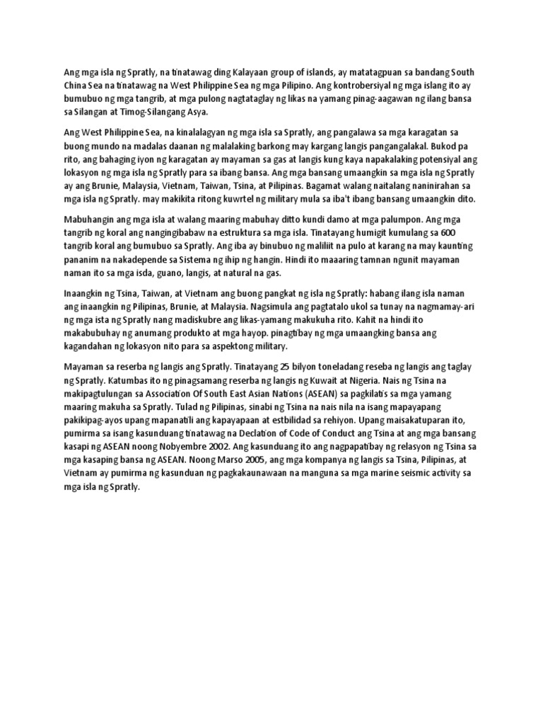 Ang Mga Isla NG Spratly | PDF