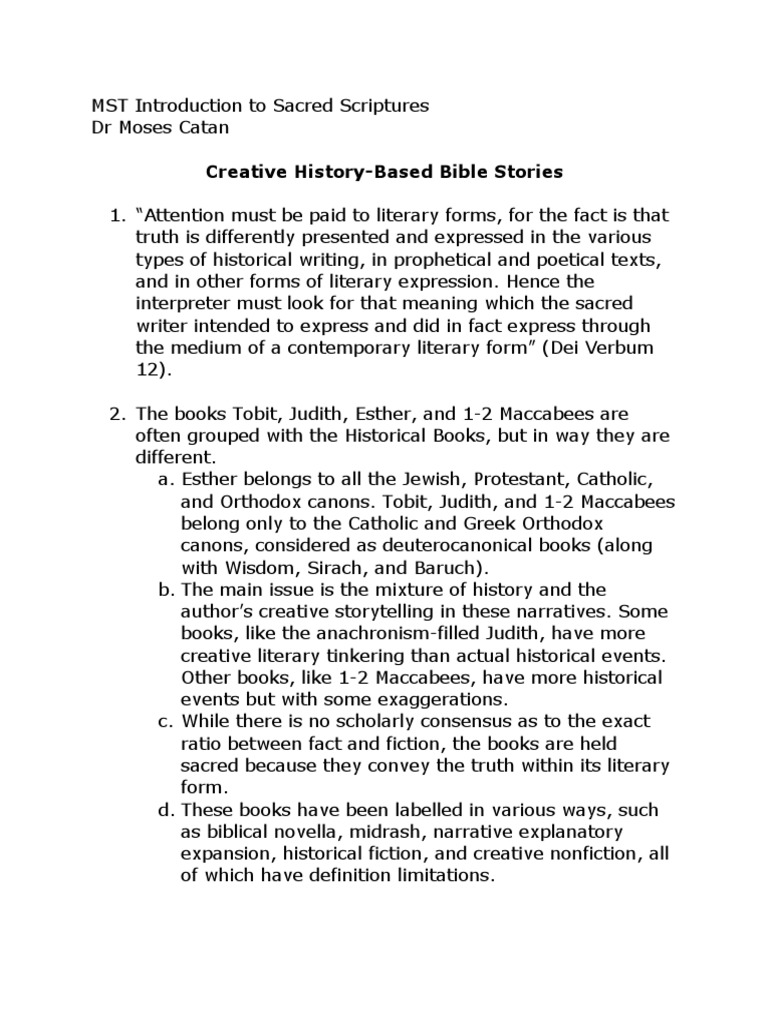 Creative History in Sacred Scriptures | PDF | Book Of Esther | Bible