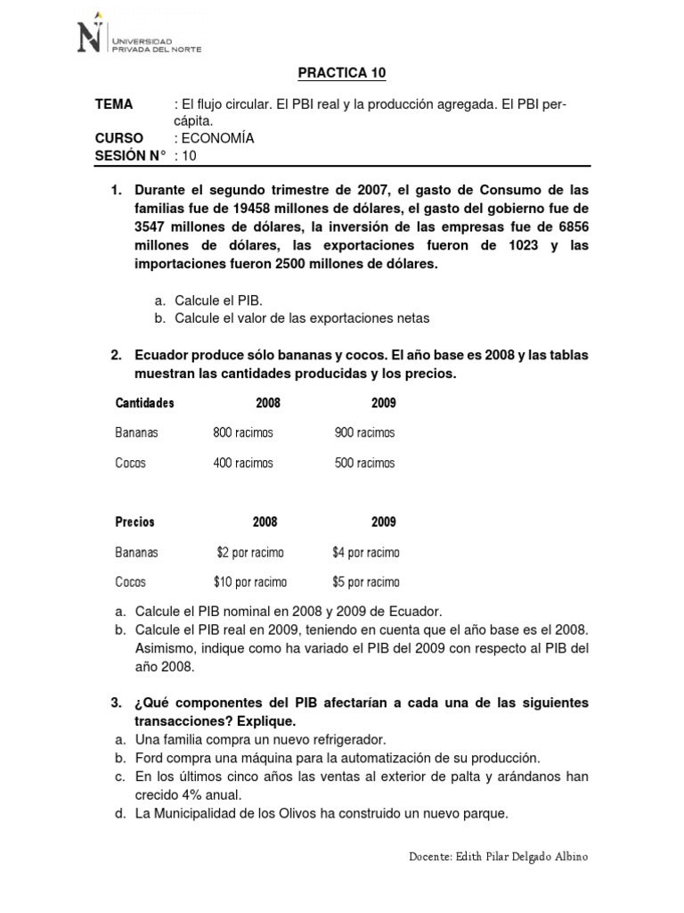 Practica 10 Econ | PDF | Producto Interno Bruto | Economias