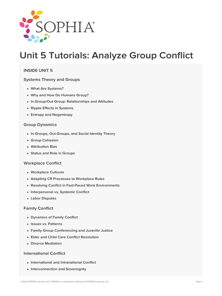 Unit 5 Tutorials Analyze Group Conflict | PDF | Identity (Social ...