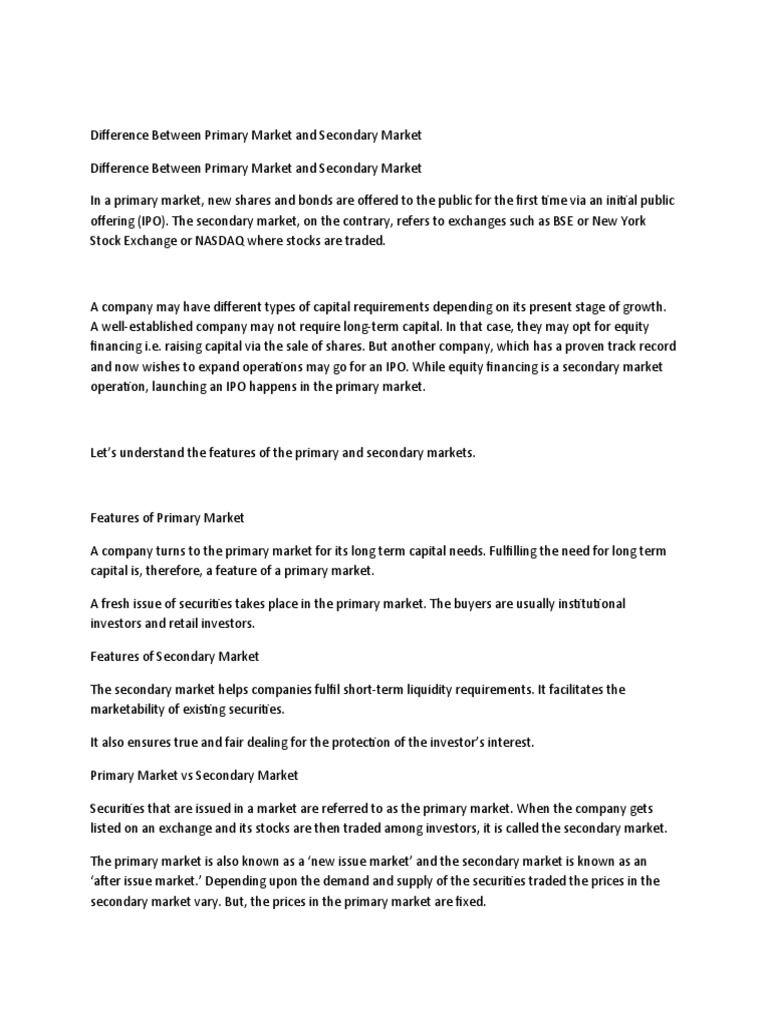 Financial Market | PDF | Financial Markets | Secondary Market Financial Market | PDF | Financial Markets | Secondary Market
