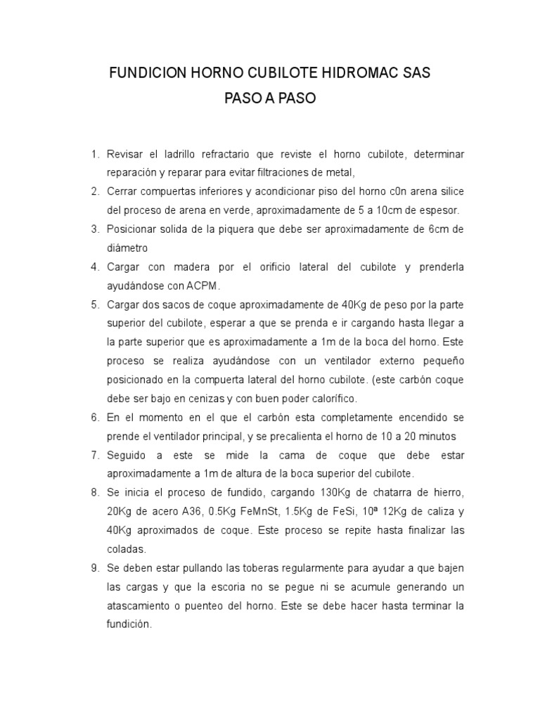 Paso A Paso Cubilote | PDF | Rieles | Materiales
