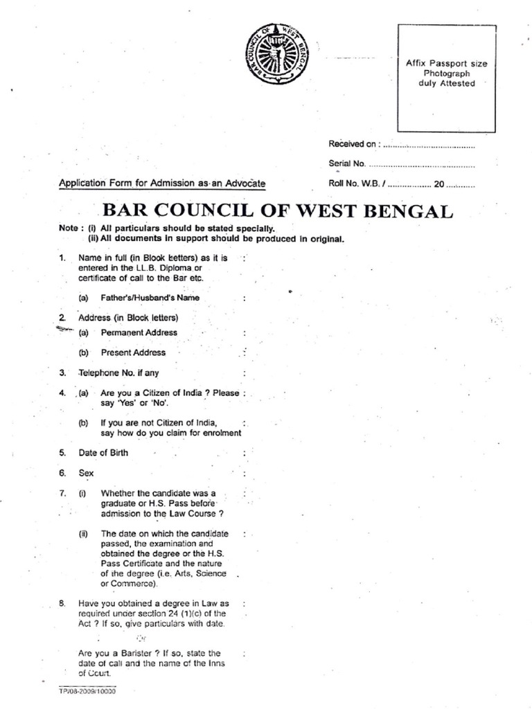 WB Bar Enrollment Form | PDF