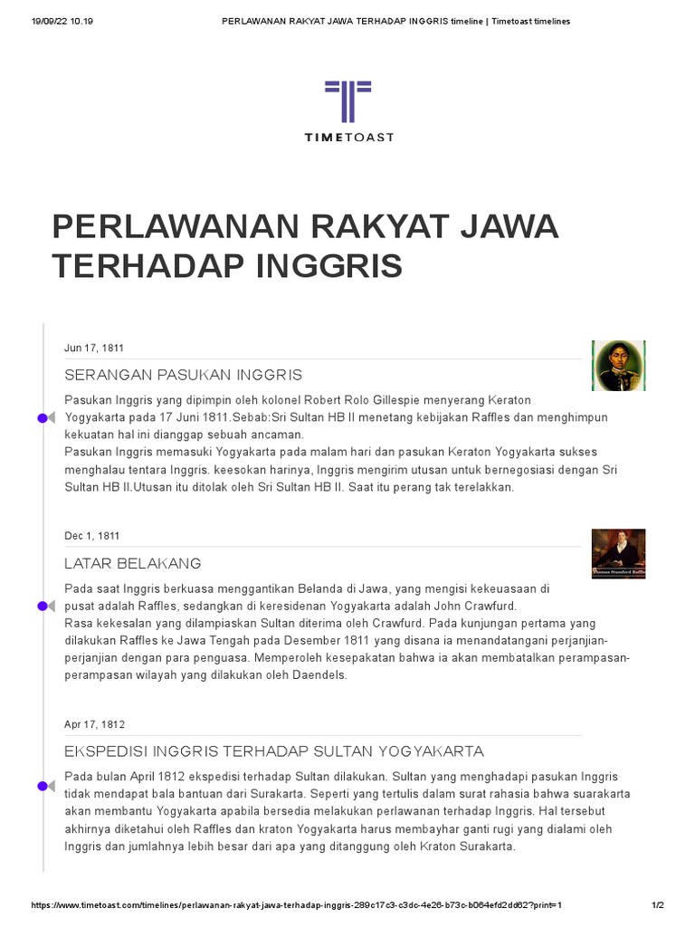 PERLAWANAN RAKYAT JAWA TERHADAP INGGRIS Timeline - Timetoast Timelines | PDF