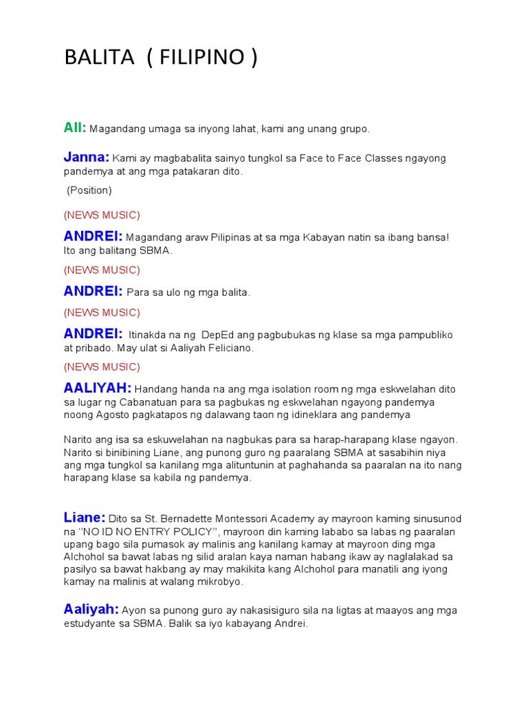 Balita Filipino | PDF