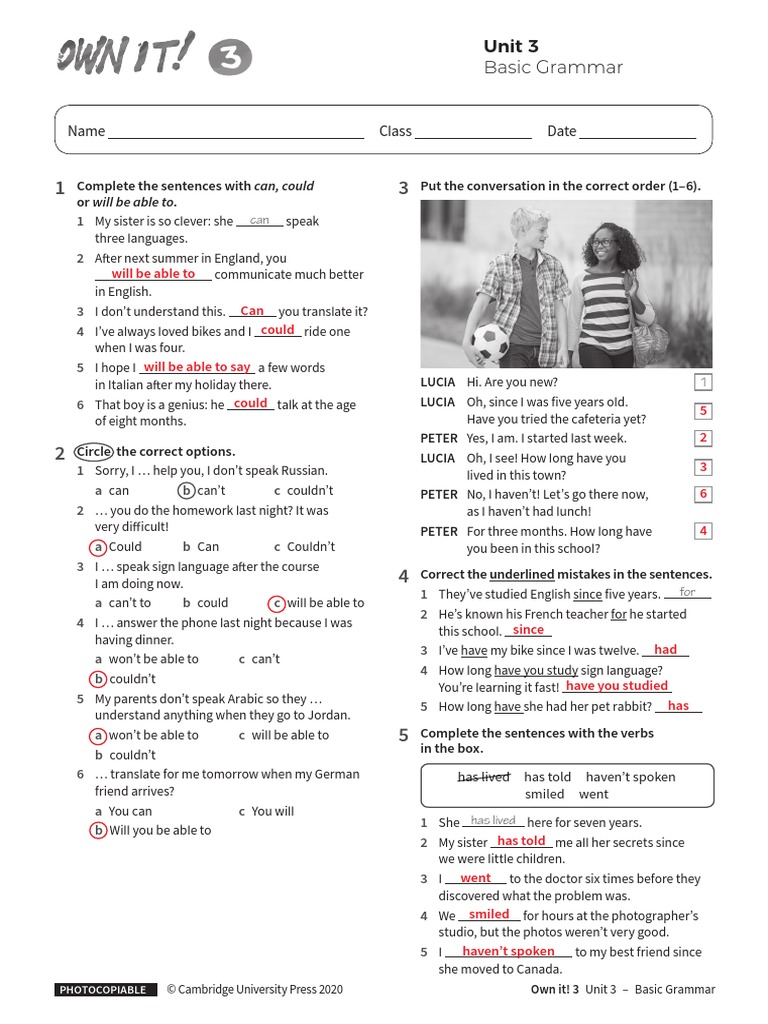 Basic Grammar Unit3 With Answers | PDF