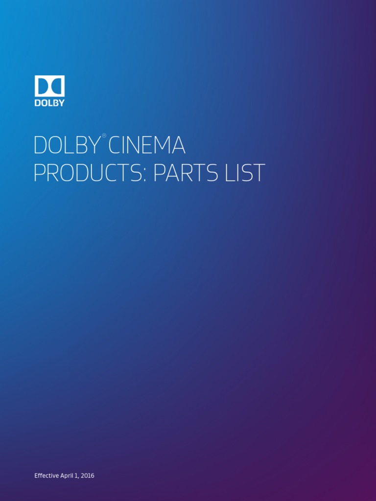 Dolby CinemaProducts PartsList Hi Res 04012016 | PDF | Usb ...