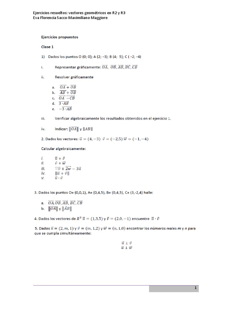 Ejercicios Resueltos. Vectores Geometricos en R2 y R3 | PDF
