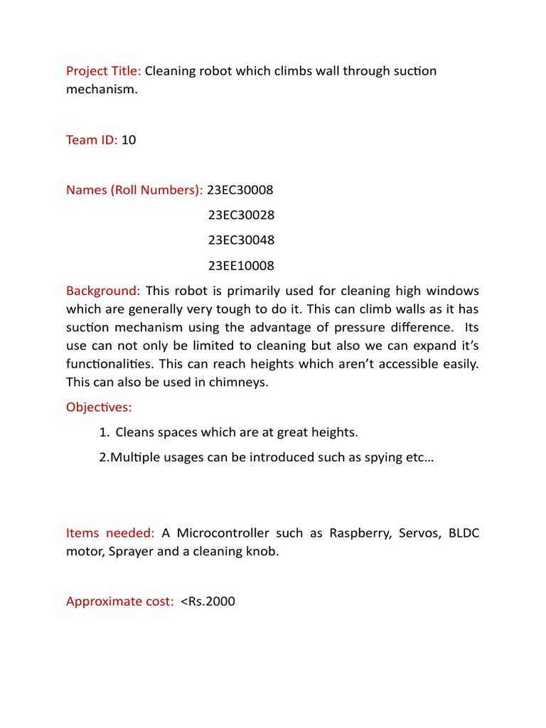 Wall Climbing Cleaning Bot | PDF