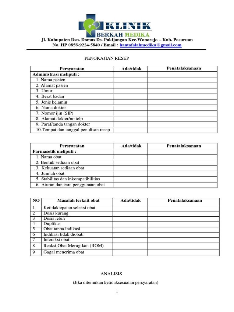 Form Pengkajian Resep | PDF | Kesehatan Holistik