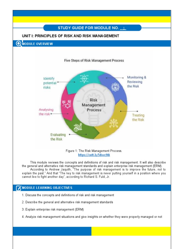 Module 1 Unit I Principles of Risk and Risk Management | PDF | Risk ...