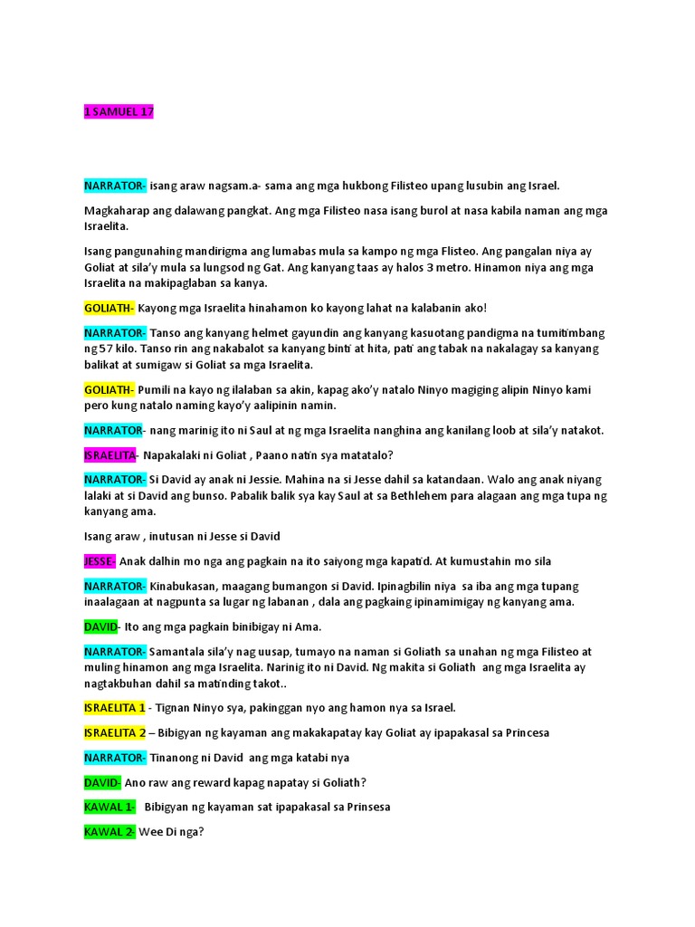 David and Goliath Role Play | PDF