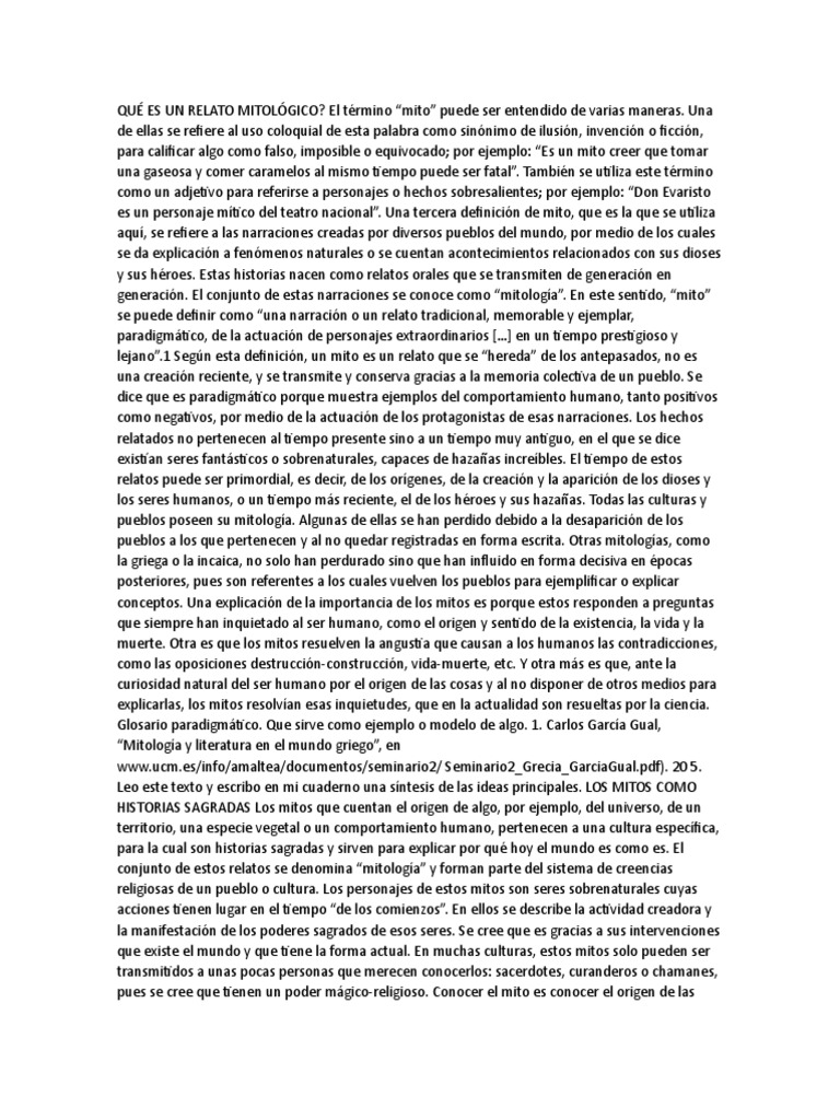 Qué Es Un Relato Mitológico | PDF