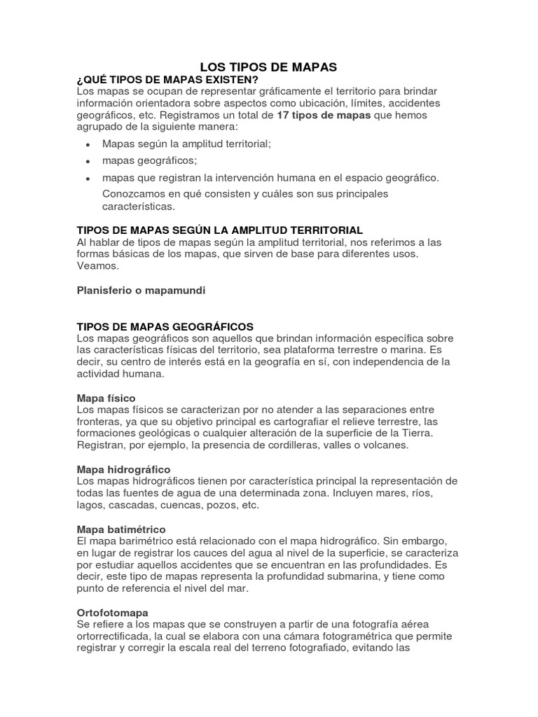 Los Tipos de Mapas | PDF | Mapa | Geografía