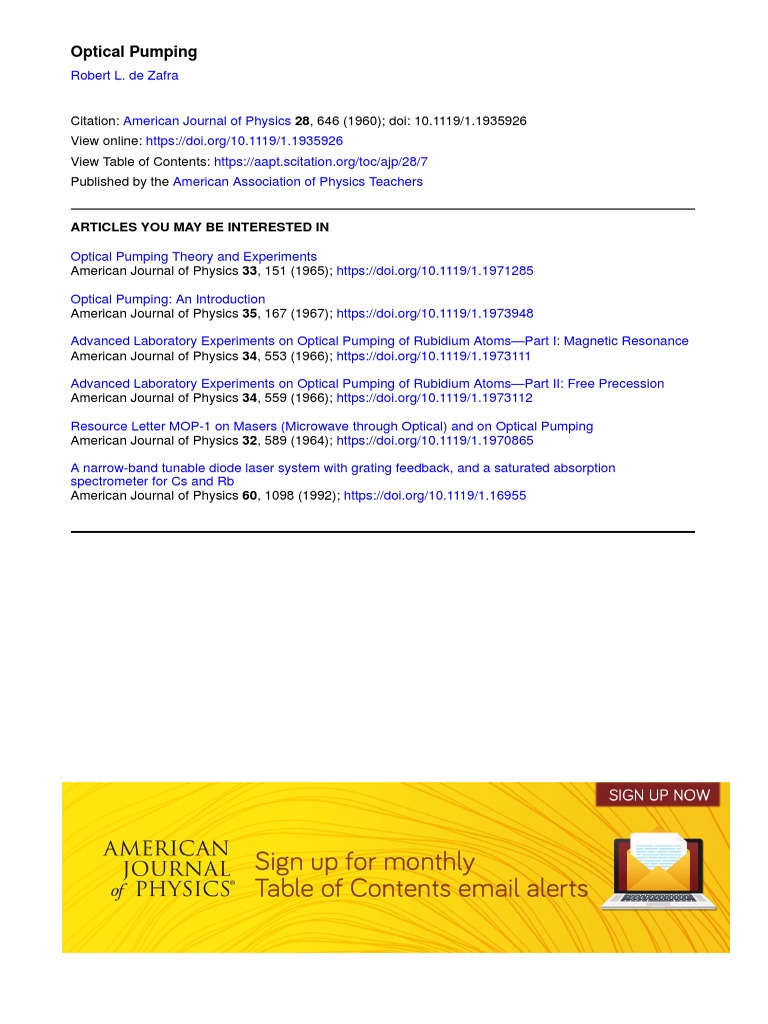 Optical Pumping Overview and Applications | PDF