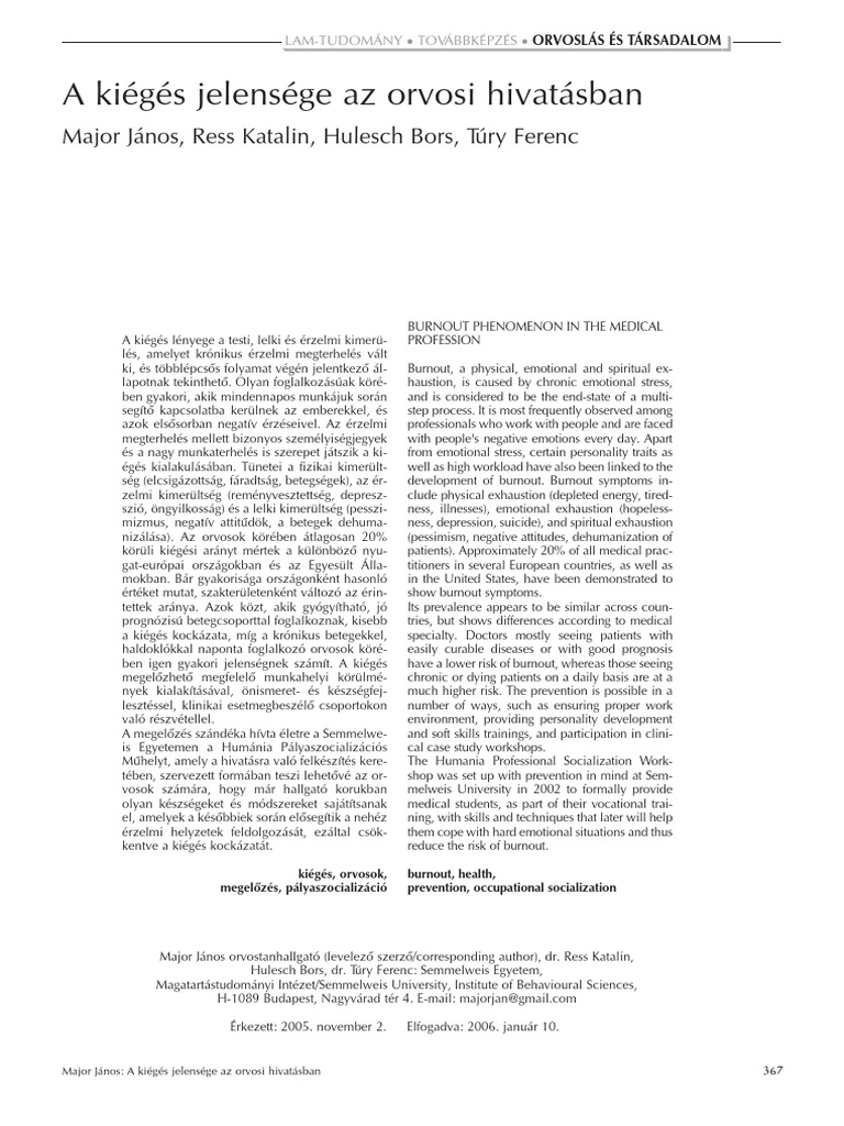 A Kieges Jelensege Az Orvosi Hivatasban-694 | PDF