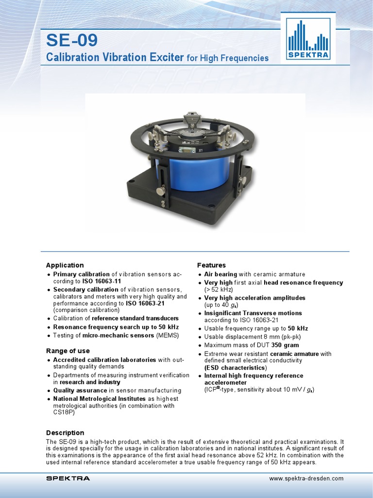 Spektra Se-09 Data Sheet en | PDF | Calibration | Accelerometer