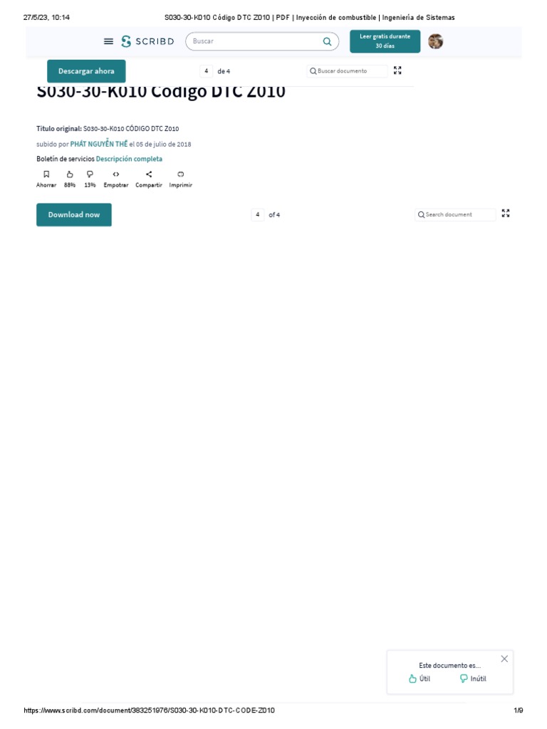 S030-30-K010 Código DTC Z010 - PDF - Inyección de Combustible - Ingeniería de Sistemas | PDF ...