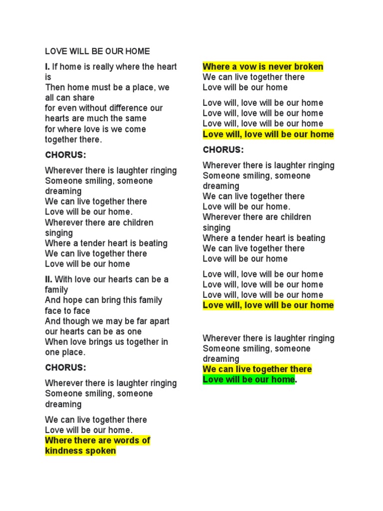 Love Will Be Our Home Lyrics | PDF