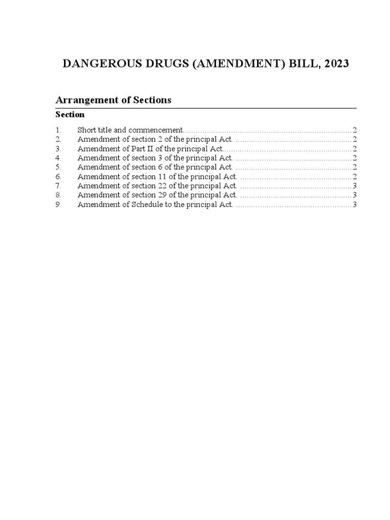 Dangerous Drugs Amendment Bill 2023 | PDF | Cannabis | Bill (Law)
