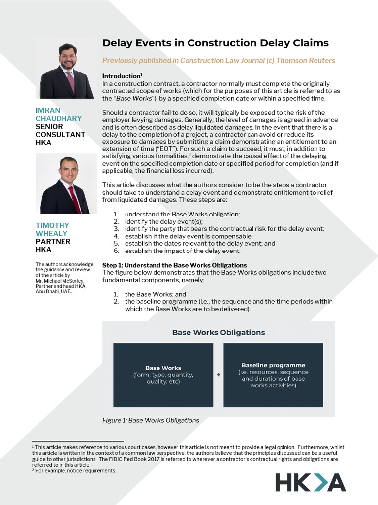 Delay Events in Construction Delay Claims - April2022 - V1 | PDF ...