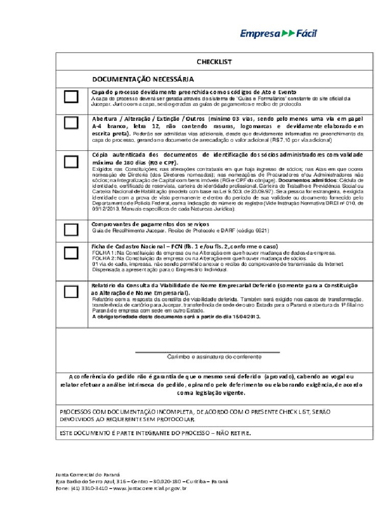 Checklist Empresa | PDF