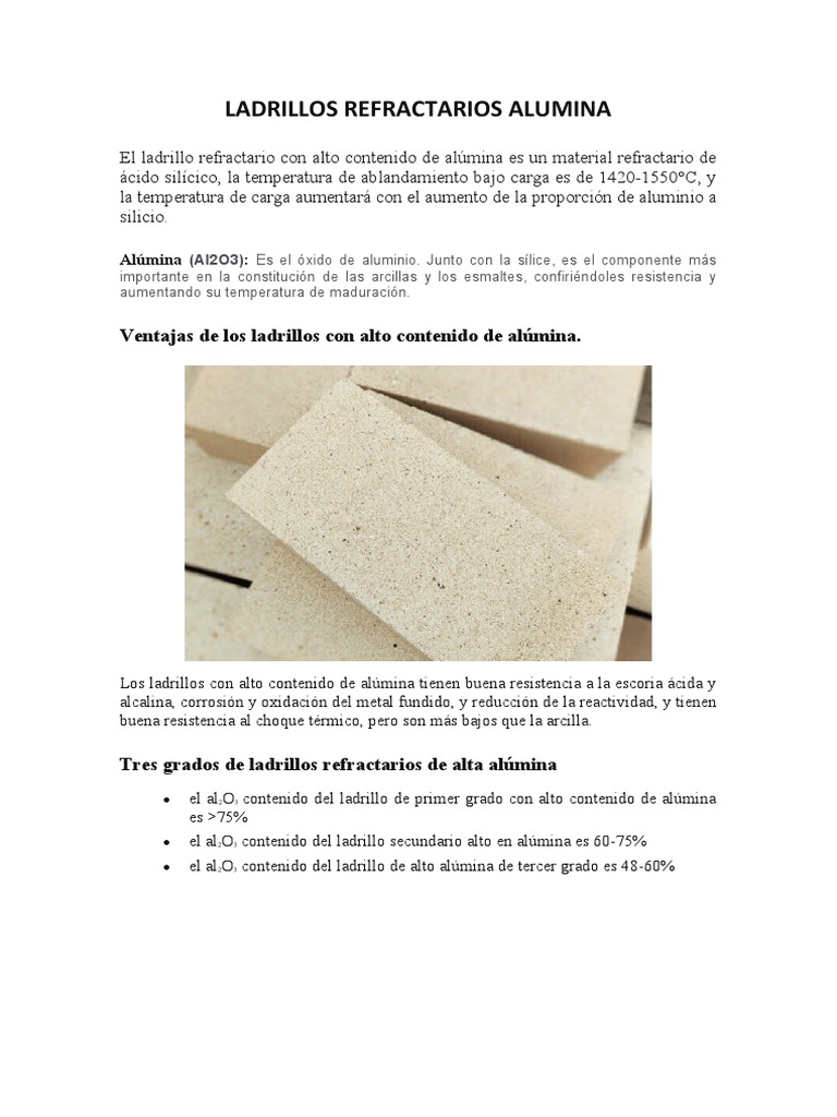 El Ladrillo Refractario Con Alto Contenido de Alúmina Es Un Material ...