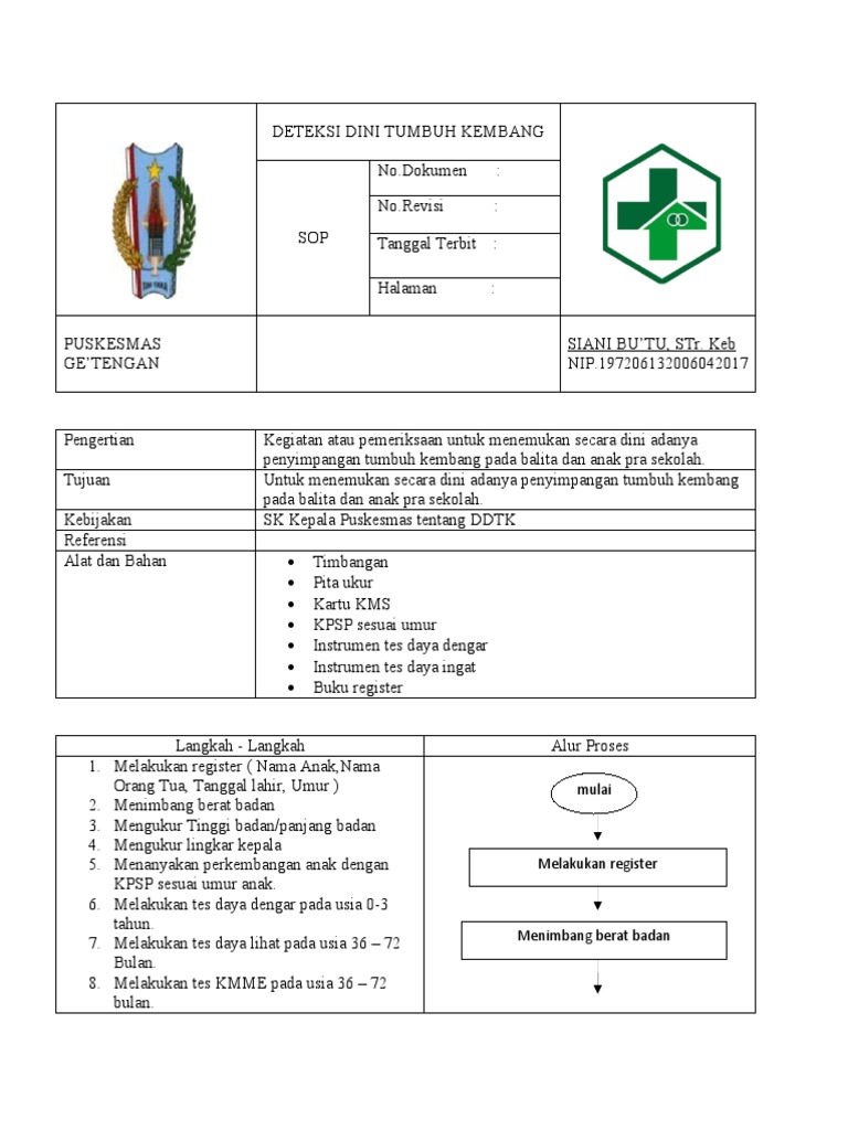SOP DDTK PKM Ge'tengan 2022 | PDF | Pengembangan Diri | Kesehatan Holistik