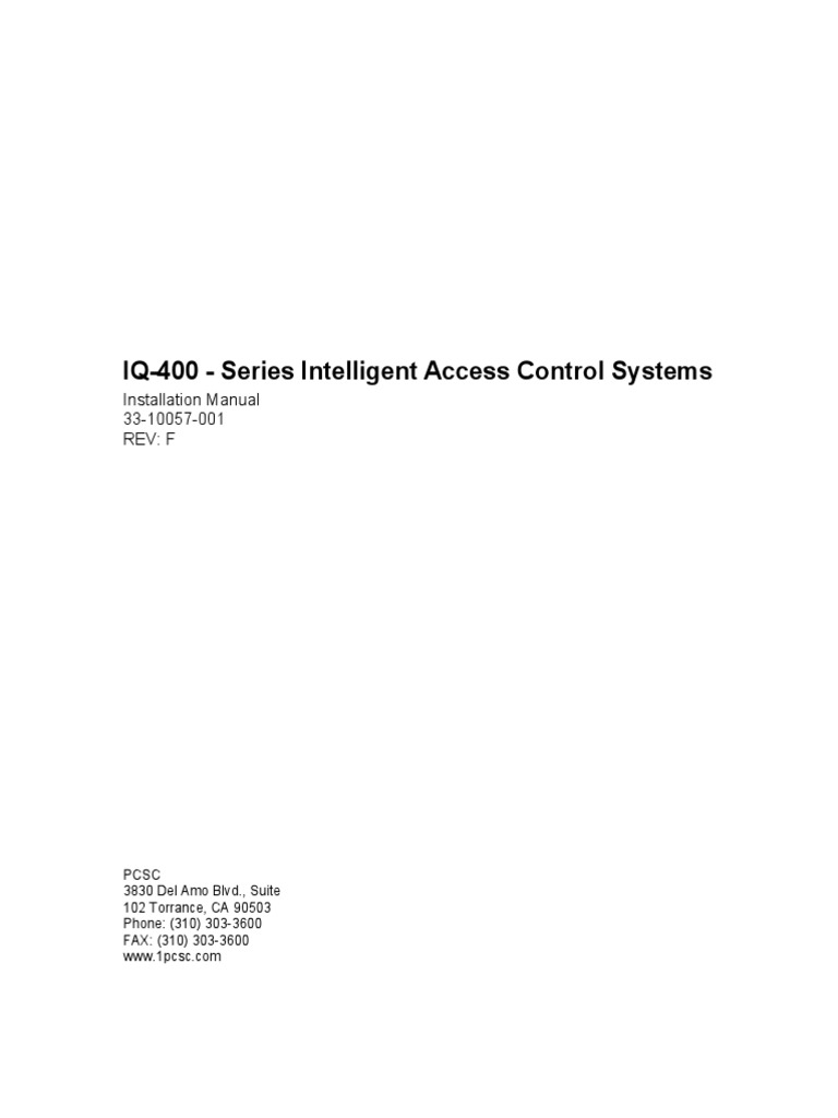 IQ-400 Install F-1 | PDF | Switch | Relay