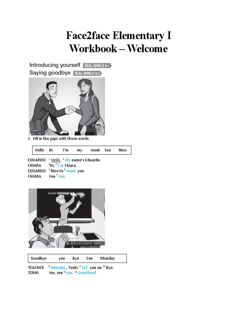 00.face2face Elementary I - Workbook - Welcome | PDF | Linguistics ...