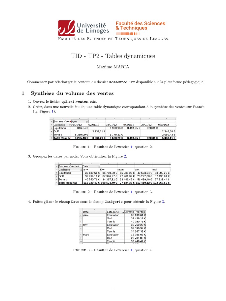 2022 TID TP2 Tables Dynamiques | PDF
