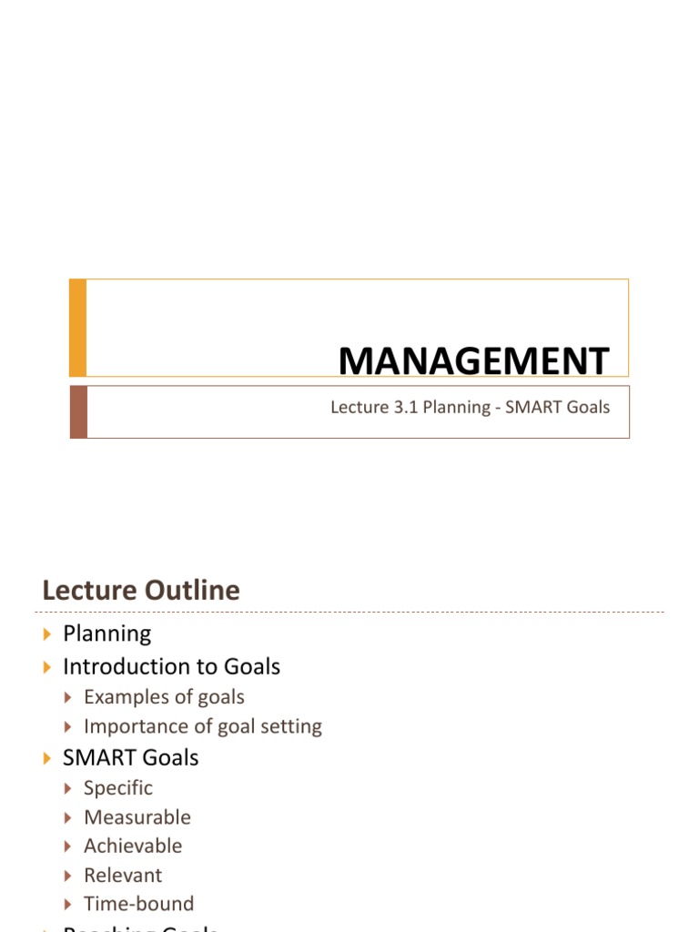 Lecture 3 - 3.1 Planning - SMART Goals | PDF | Goal | Business