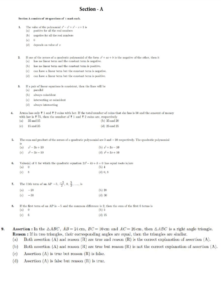 Math Sample Paper 1 | PDF