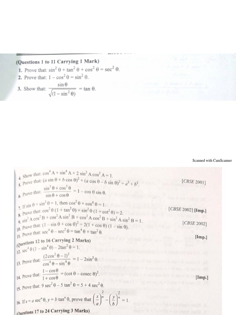 Trignometry Questions | PDF