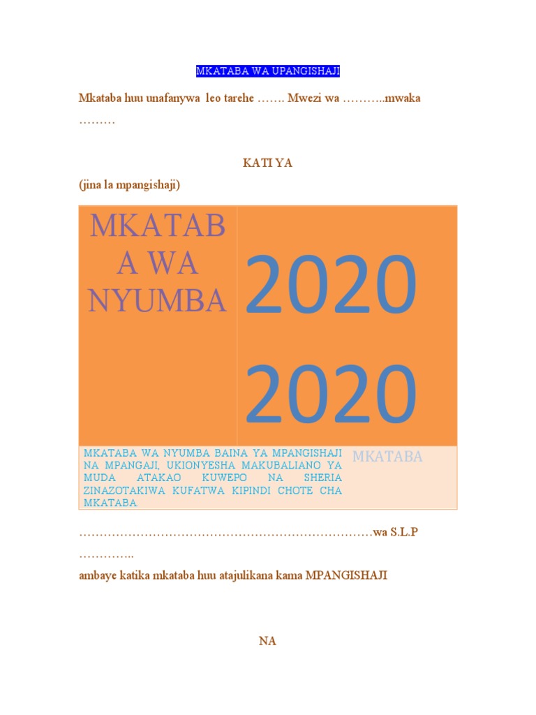 Mkataba Wa Upangishaji | PDF