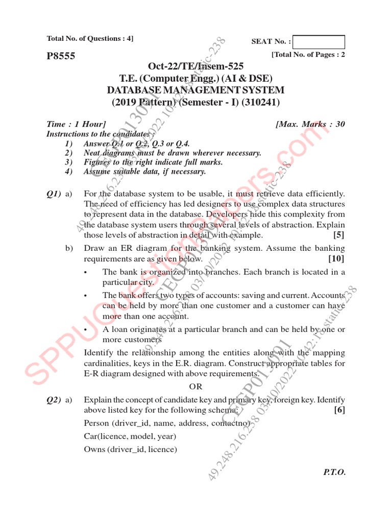 Be - Computer Engineering - Semester 5 - 2022 - October - Database Management Systems Dms ...