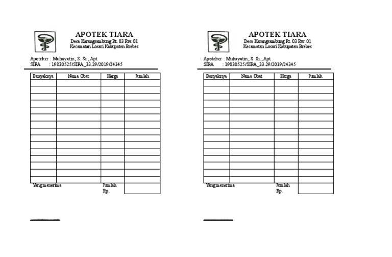 Nota Apotek Tiara | PDF | Gaya Hidup
