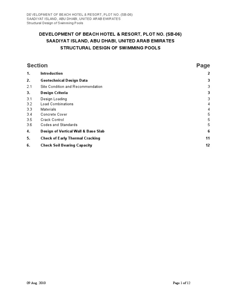 Structural Design of Swimming Pools | PDF