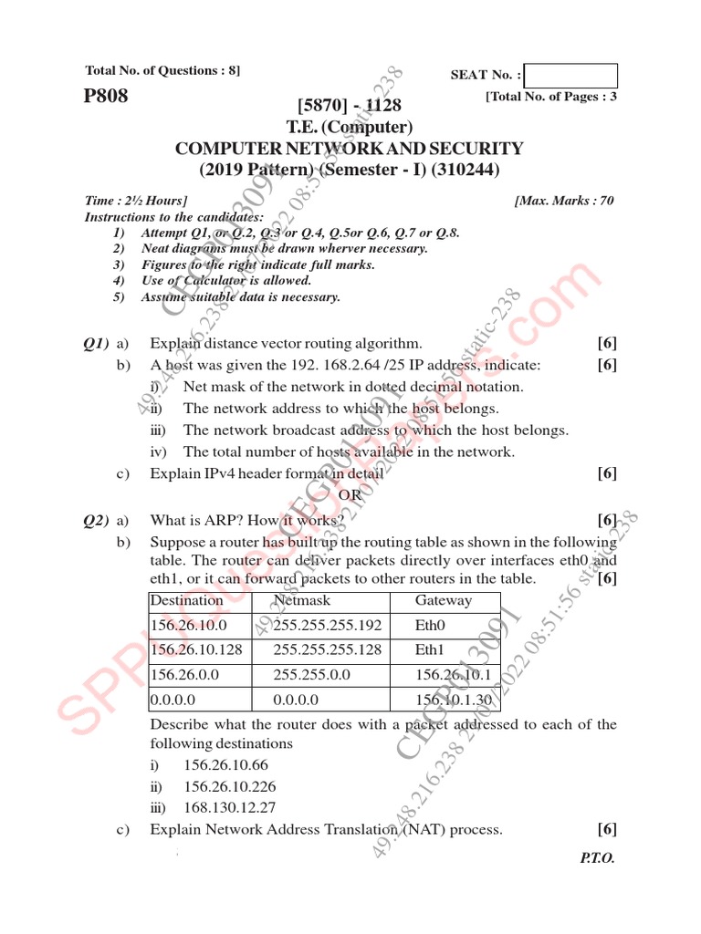 Be - Computer Engineering - Semester 5 - 2022 - May - Computer Network ...