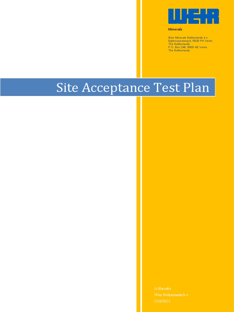 Site Acceptance Test Plan African Industries - Rev02 | PDF