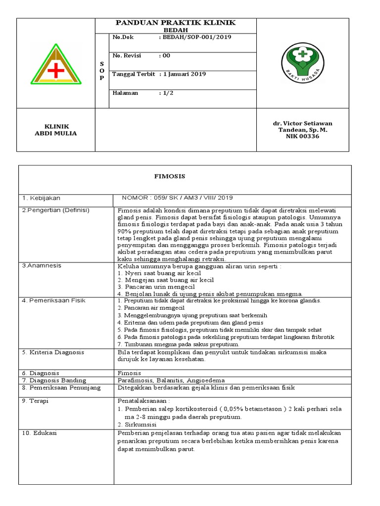 PPK Spesialis Bedah (Fimosis) | PDF