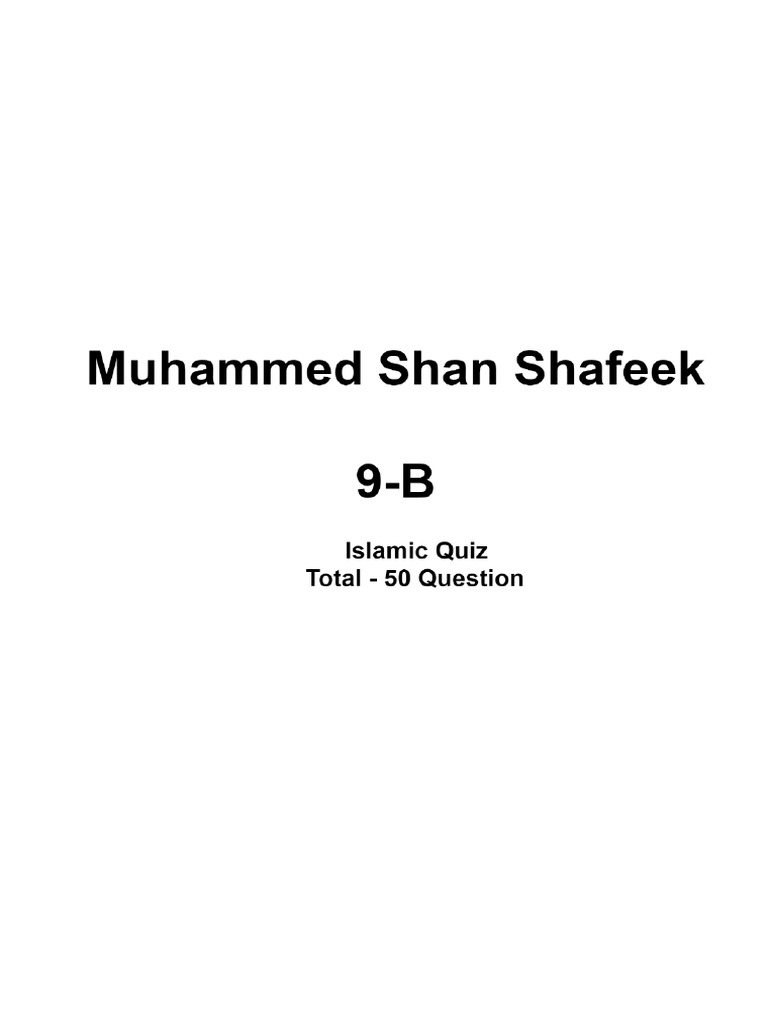 Islamic Quiz | PDF