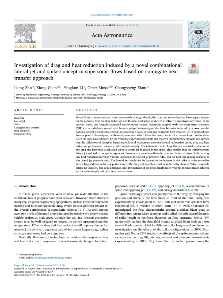 Investigation of Drag and Heat Reduction Induced by A Novel ...