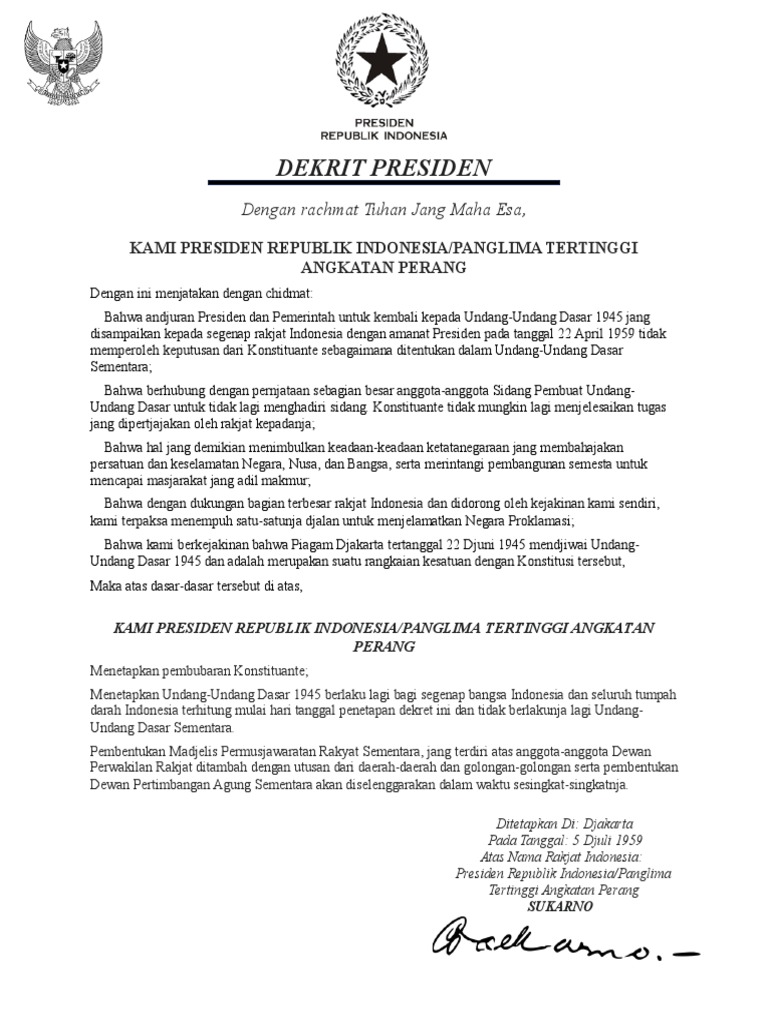 Dekrit Presiden | PDF