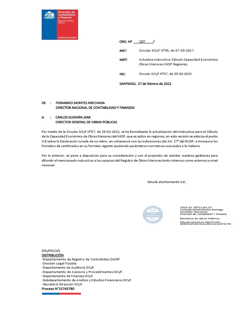 Circular e Instructivo Cap. Eco. O. Menor | PDF | Contabilidad | normas ...